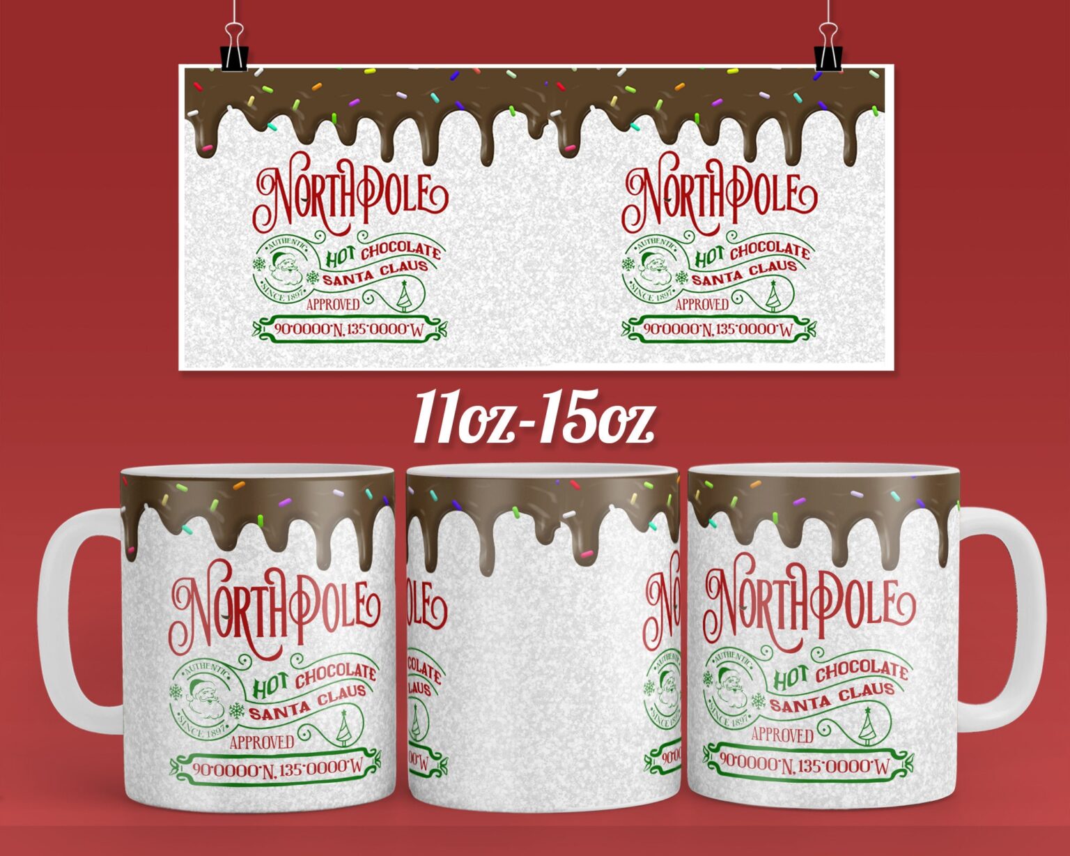 Hot Chocolate Sublimated Coffee Mug Design For 11 & 15oz Mug - Ready To ...