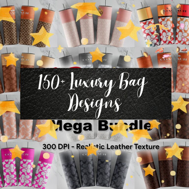Luxury Bag Tumbler Wrap Design | 20+ Sublimation Designs